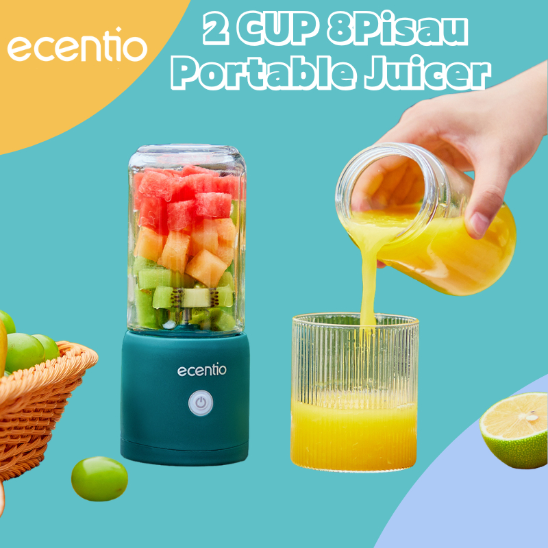 Jual ecentio Kaca blender Portable 8 mata pisau Juicer cup 380+380ml Usb jus 2 CUP | Shopee ...