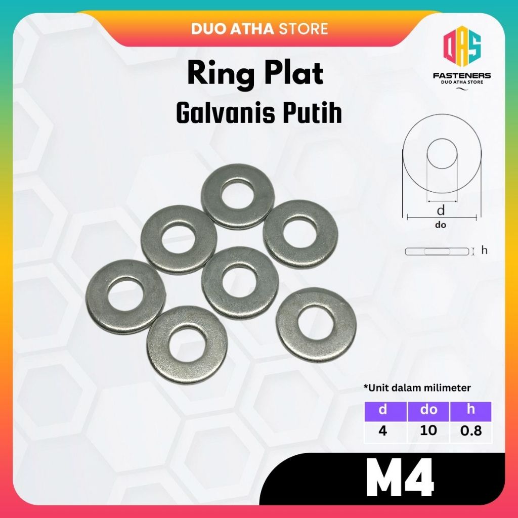 Jual M4 Ring Plat Galvanis Putih WP Washer Plate 4mm | Shopee Indonesia