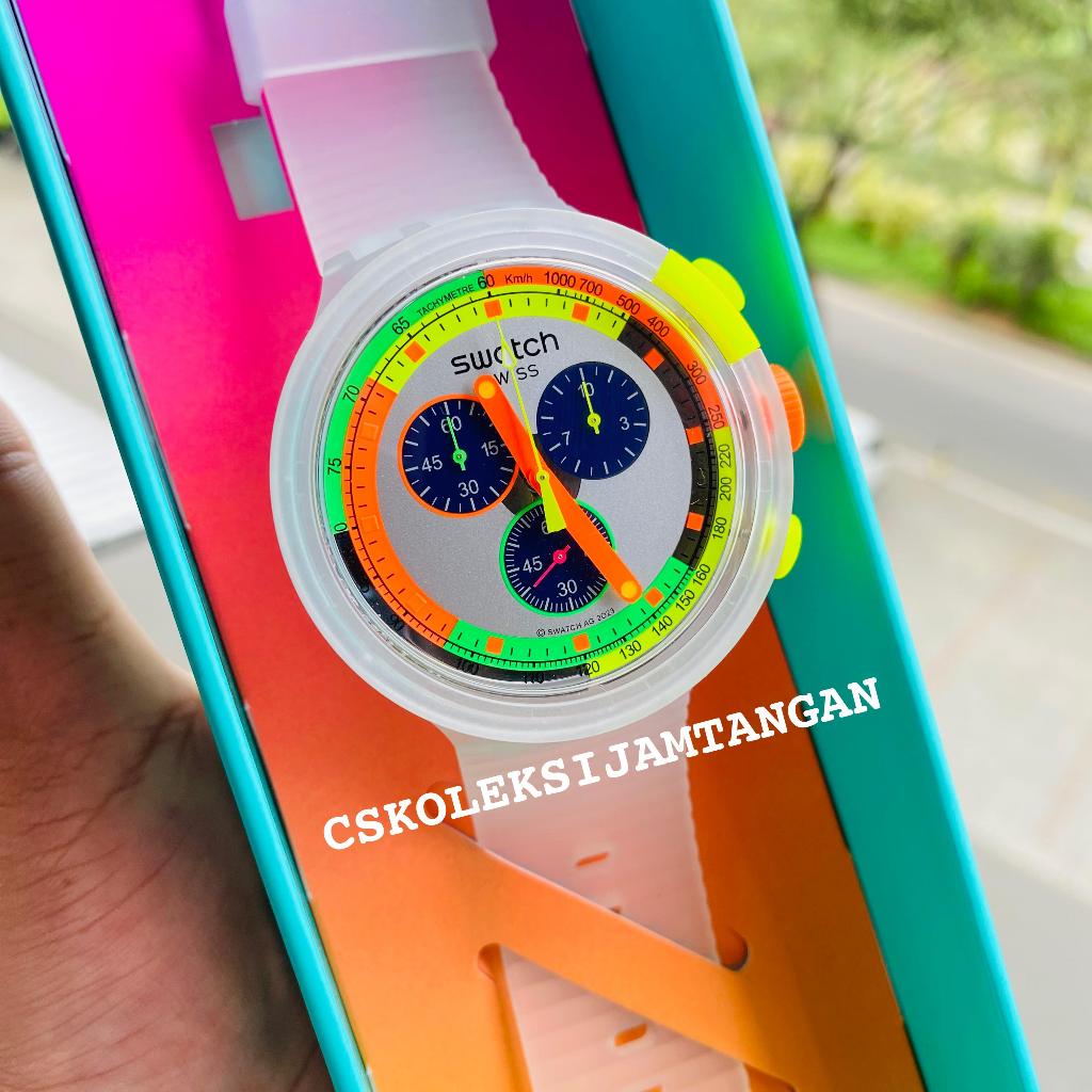 Jual JAM TANGAN PRIA SWATCH SB02K100 NEON JELLY CHRONOGRAPH ORIGINAL ...