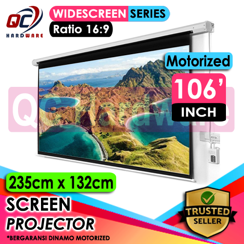 Jual Layar Proyektor Motorized 106" Ratio 16:9 WideScreen - Remote ...