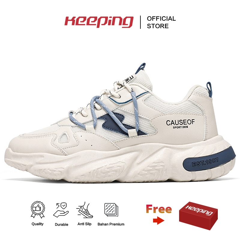 Jual Keeping Sepatu Sneakers Pria Putih Sepatu Pria Olahraga Lari Outdoor Casual Sport Shoes ...