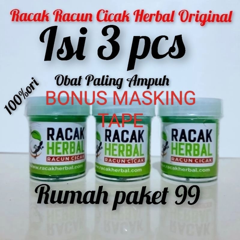 Jual Racak Racun Cicak & Tokek Herbal isi 3 pcs Bonus Masking tape ...