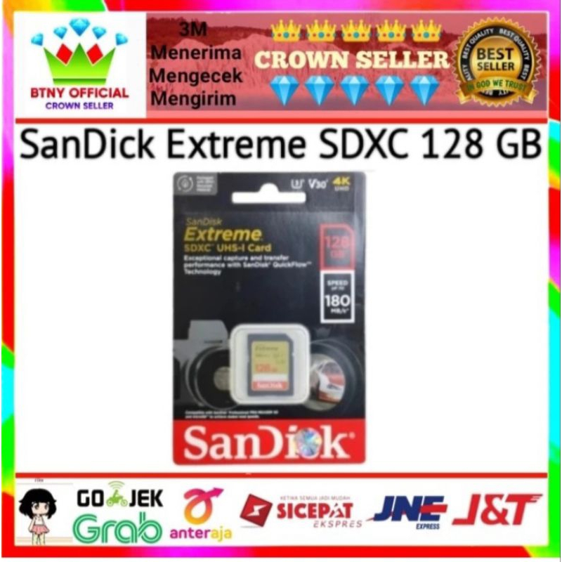 Jual Sandisk Extreme 128GB SPEED 180MB/s SDXC Memory Card 4k UHD Original | Shopee Indonesia