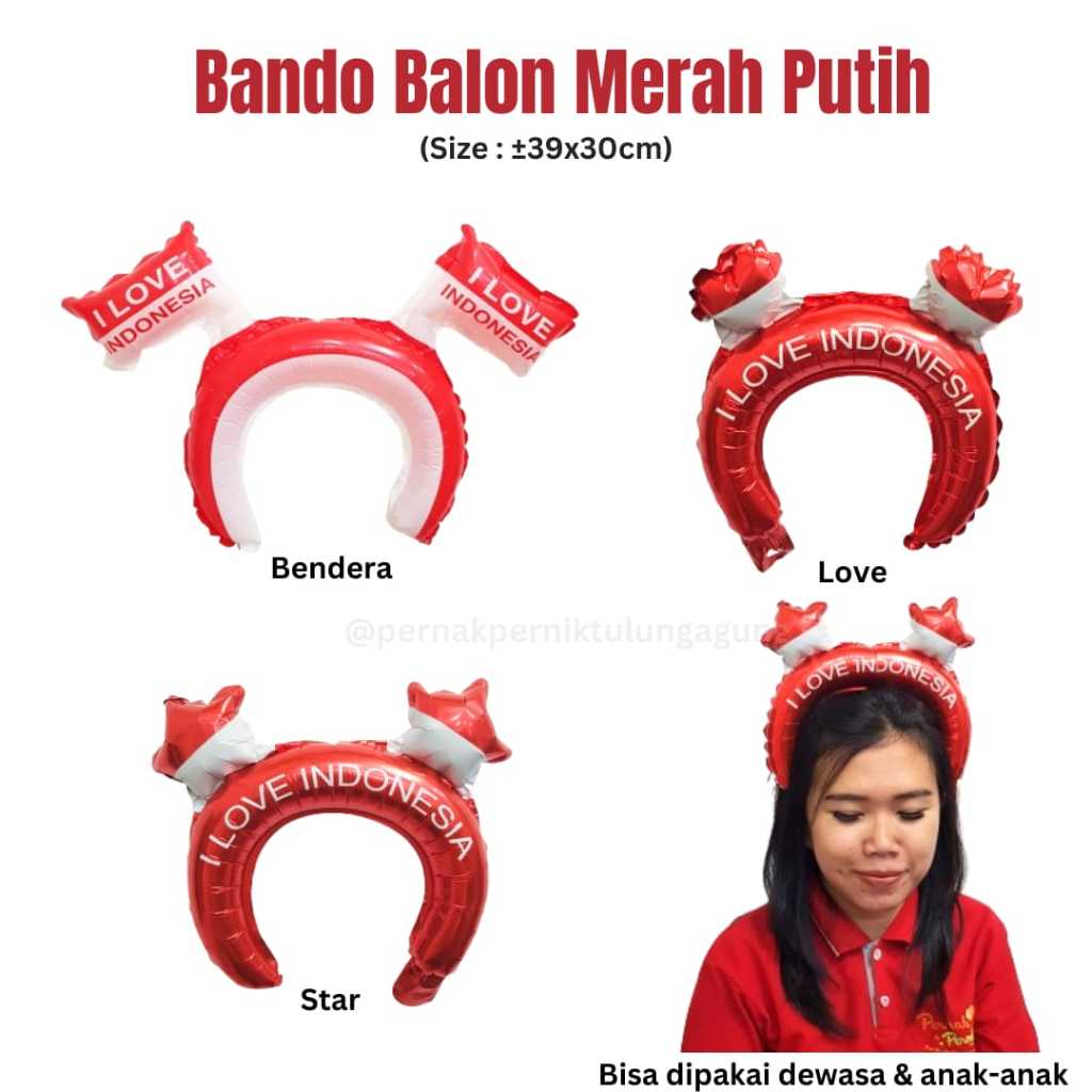 Jual Bando Balon Merah Putih - Bando 17 Agustusan | Shopee Indonesia