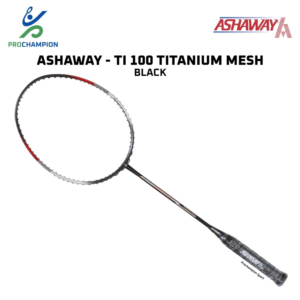 Jual New ! Raket Badminton ASHAWAY TI 100 Titanium Mesh Black | Shopee ...