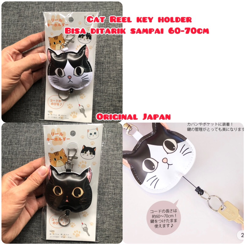 Jual cat keychain keyholder key reel gantungan kunci kucing original ...
