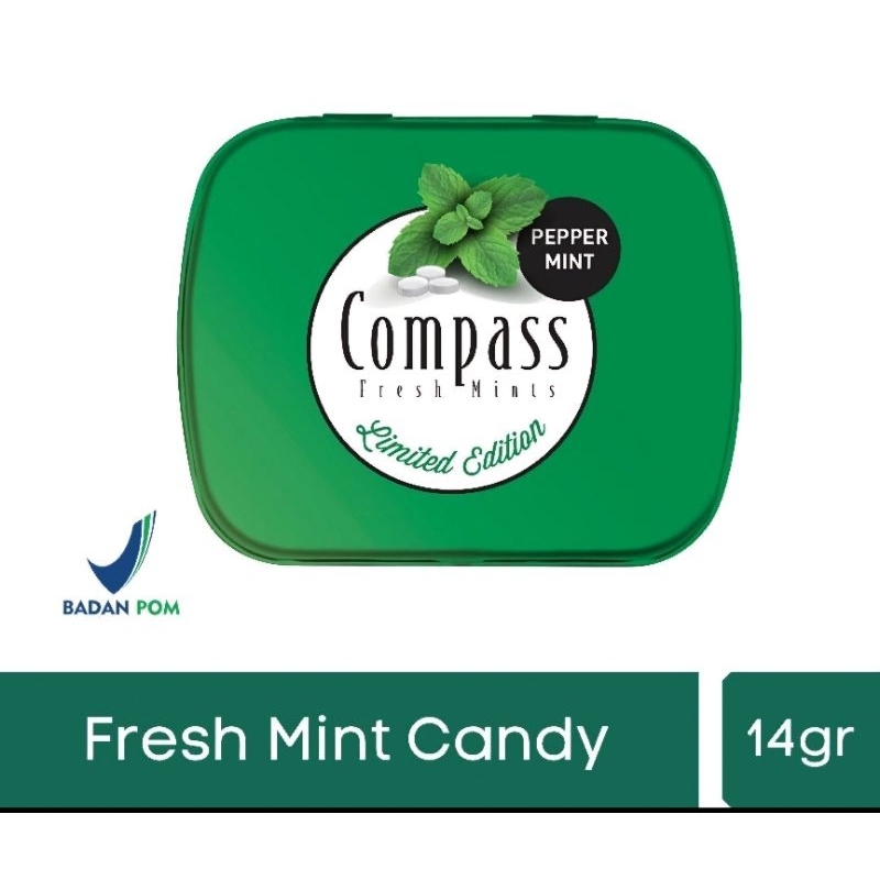 Jual Compass Fresh Mints Menthol/Peppermint 14 Gr Permen Made In German ...