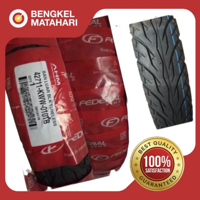 Jual BAN TUBELESS FEDERAL KWW -010TB 80/90-17 ORIGINAL AHM | Shopee ...