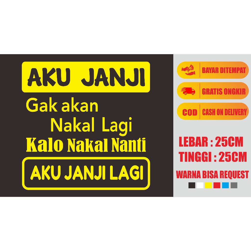 Jual Setiker stiker kata kata stiker mobil stiker aku janji stiker l300 ...