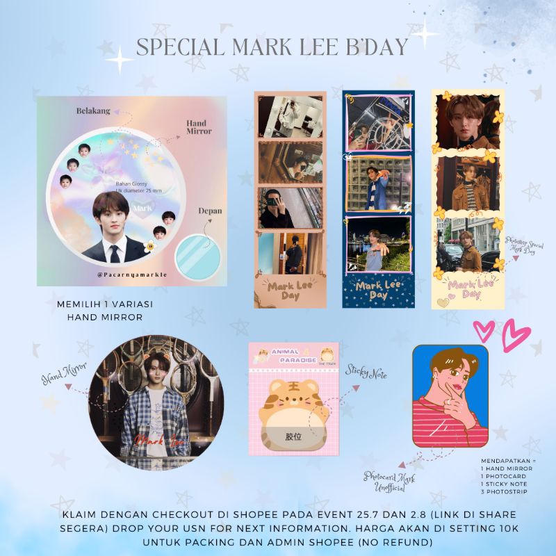 Jual Freebies Mark Lee (Special Mark & NCT Dream Day) | Shopee Indonesia
