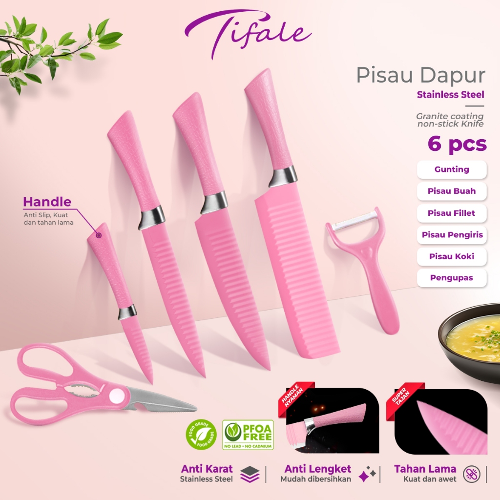 Jual Tifale Multifunction Granite Knife Set of 6 Super Sharp | Full Set ...