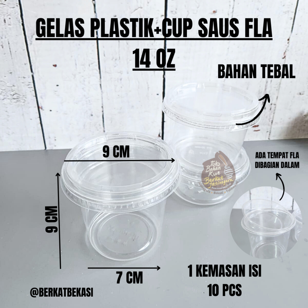 Jual GELAS PLASTIK + CUP SAUS FLA / CUP PUDING TUTUP FLAT / CUP PUDDING ...
