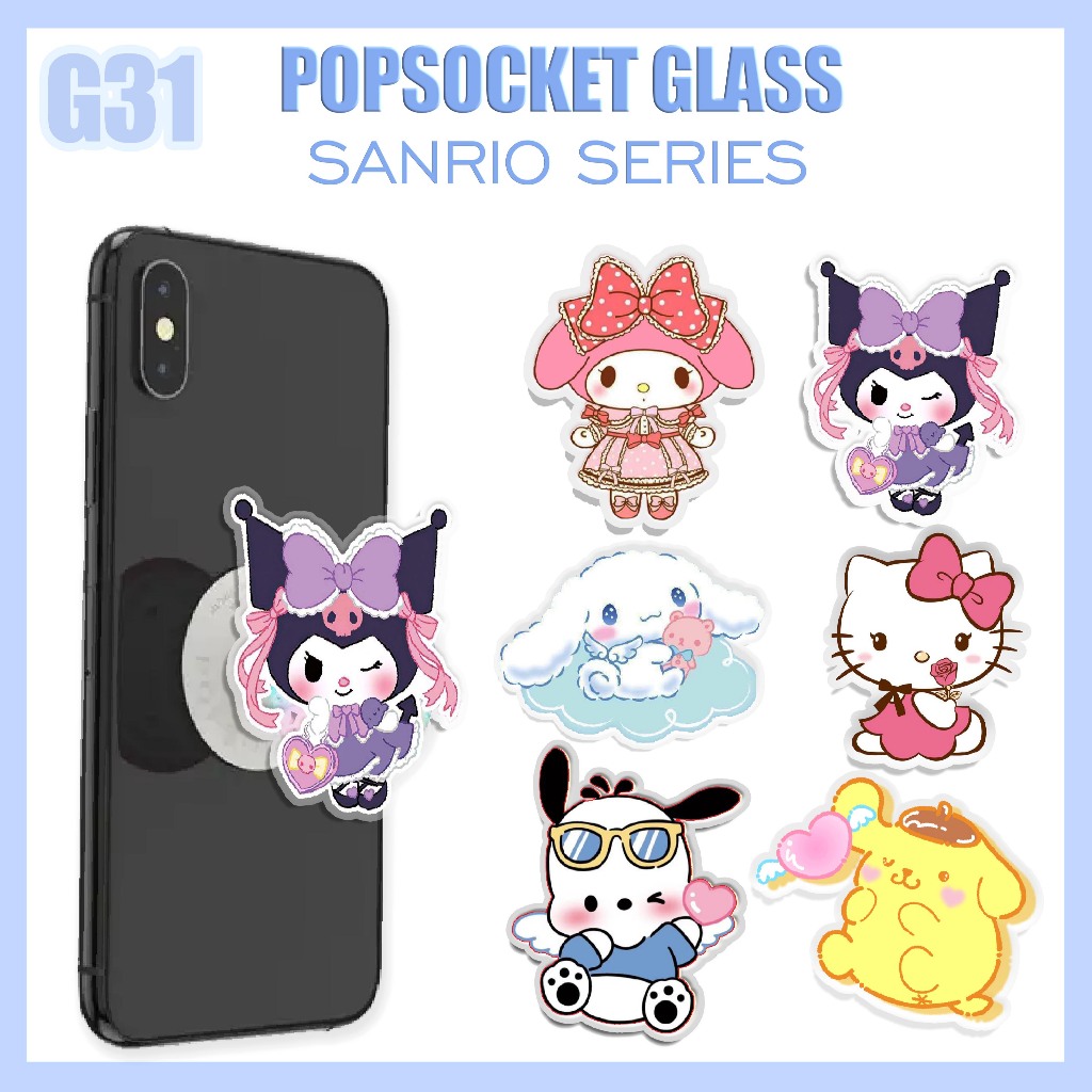 Jual [POPSOCKET] Pop Glass Phone Sanrio Kuromi Cinnamonroll Hello Kitty ...