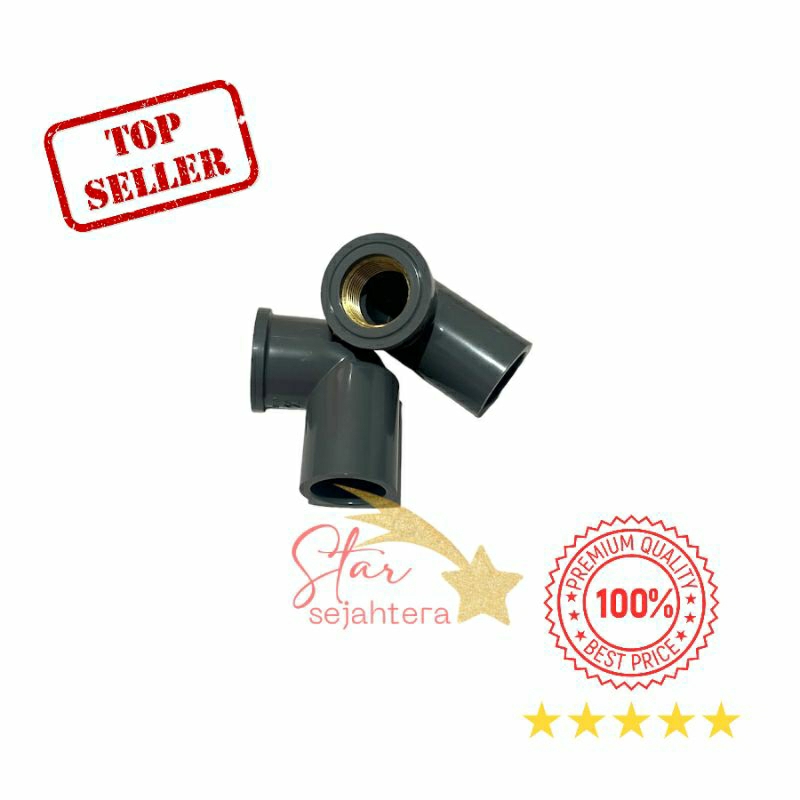 Jual Knee Keni Faucet Elbow drat Dalam 1/2" inch PVC AW Kuningan Rucika ...