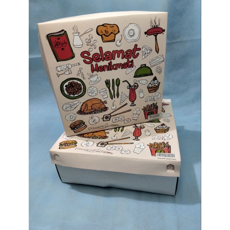 Jual ISI 25 PCS DUS BOX NASI CATERING 20x20 MOTIF KEKINIAN TEBAL 310 ...