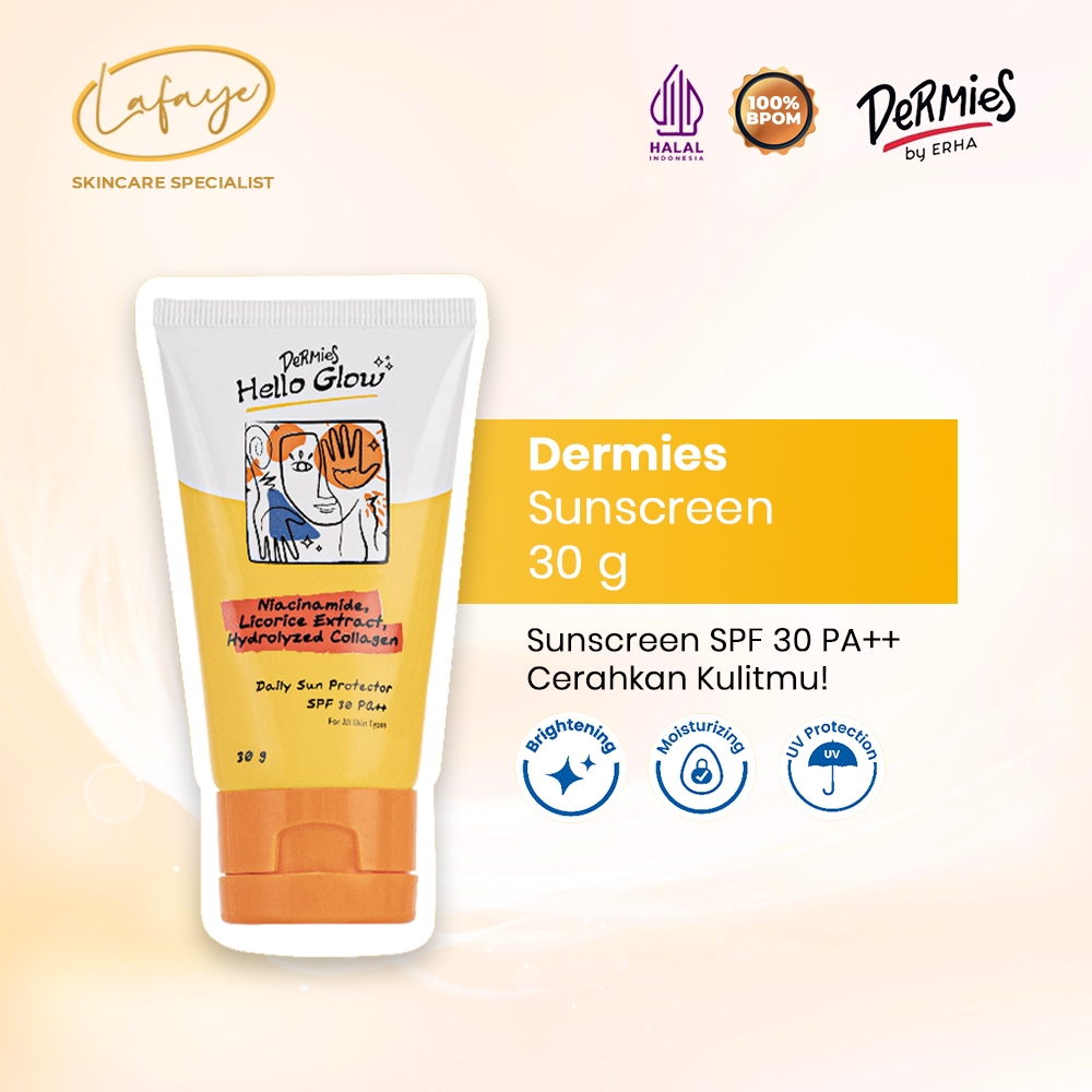Jual DERMIES Sunscreen SPF30 Hello Glow Daily Sun Protector Youth ...