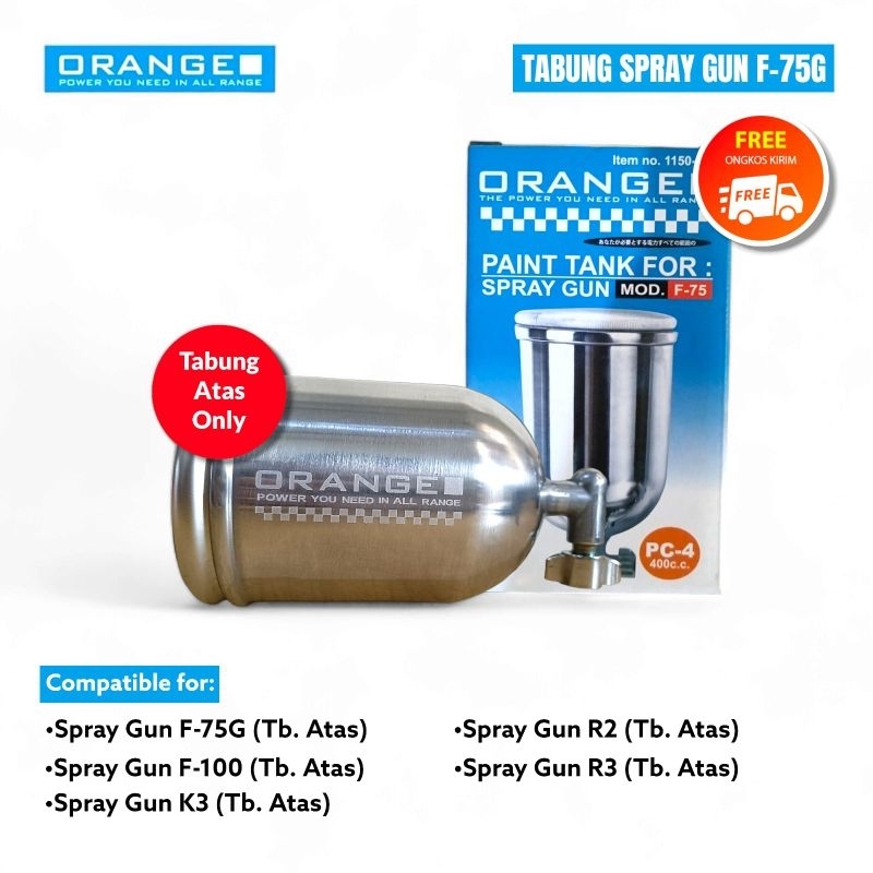 Jual Tabung Spray Gun F75/F100/R2/R3/K3 400 ml Tabung Sparepart Orange | Shopee Indonesia