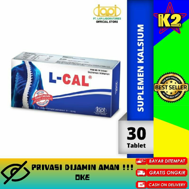 Jual L-CAL Coral Calcium 1 Box 5 Strip / 6 Tablet - Suplemen Untuk ...