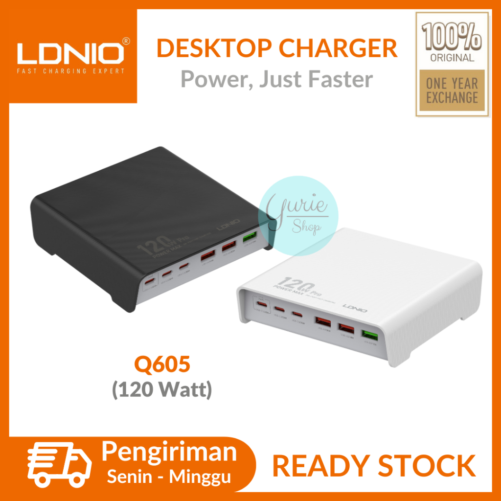 Jual LDNIO Desktop Charger Q605 120W USB C Port Super Fast Charging Original | Shopee Indonesia