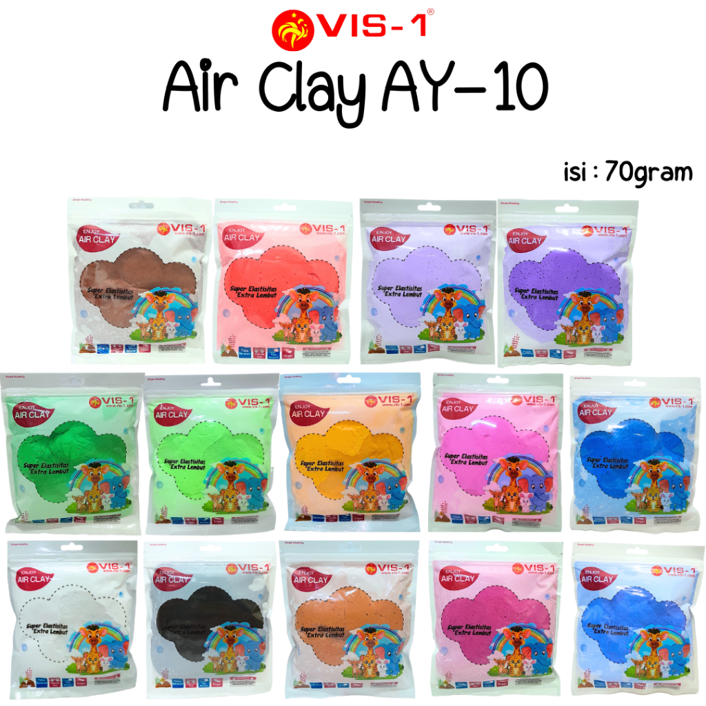 Jual Air Clay VIS-1 kode AY-10 isi 70gram / air clay warna warni per ...