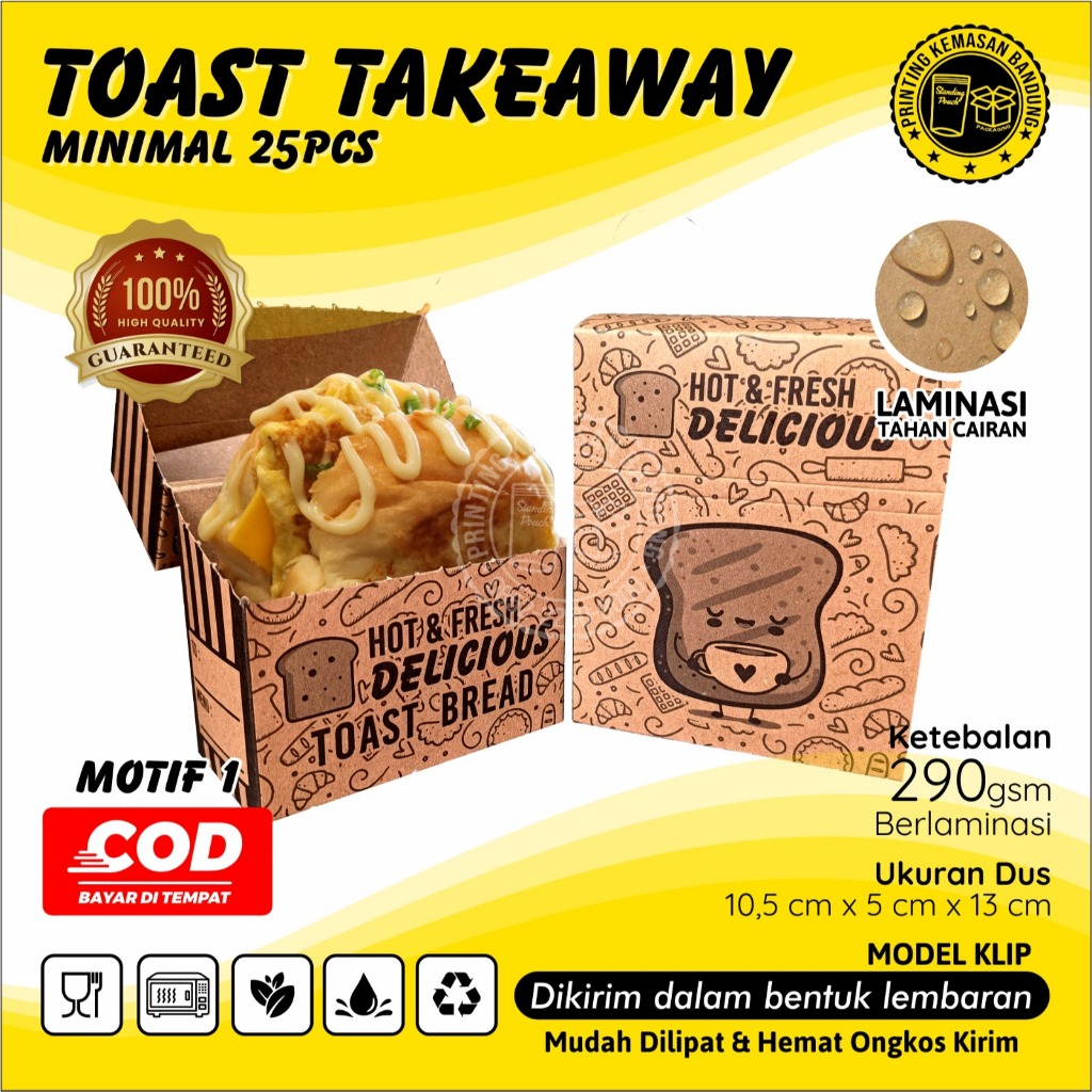 Jual Toast Box MOTIF Bread Take Away Kemasan Roti Panggang Sandwich ...