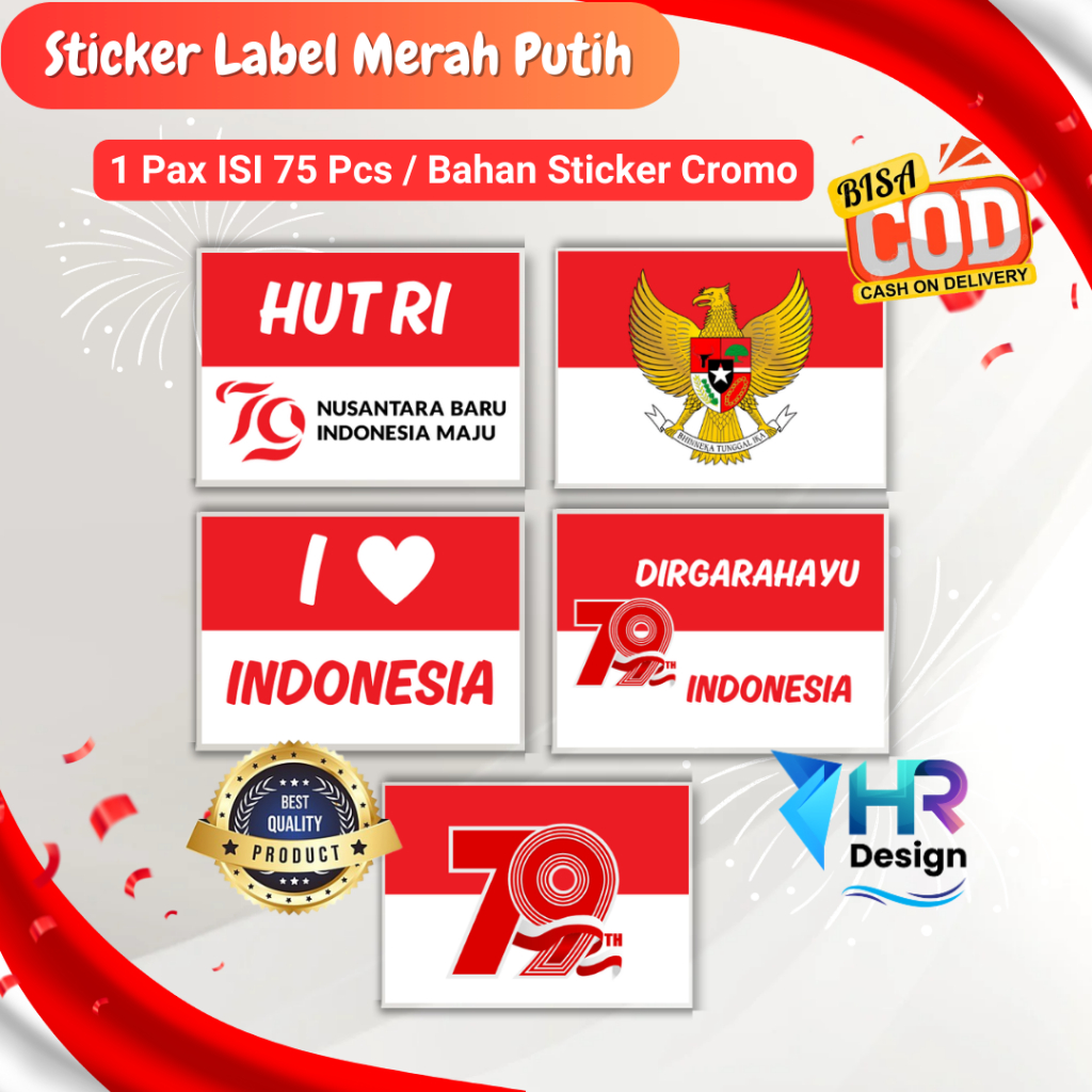 Jual [ 1 PAX ISI 75 Pcs ] Sticker Pipi Merah Putih, Stiker Merah Putih ...