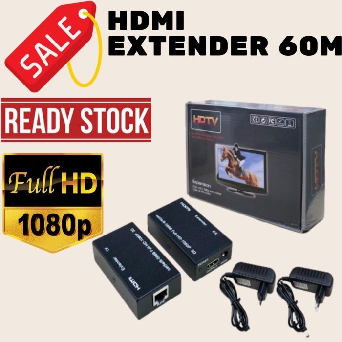 Jual Hdmi Extender 60M RJ45 UTP Cat5 cat6 Hdmi Extender 60 Meter ...