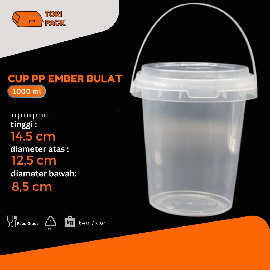 Jual cup PP Ember bulat 1000 ml | Shopee Indonesia
