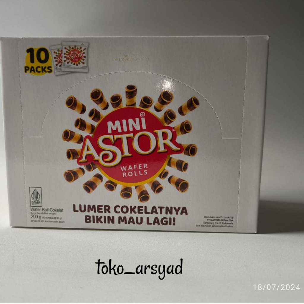 Jual Mini Astor Wafer Rolls 200 gr 1 Pak isi 10 pcs @ 20 gr | Shopee ...