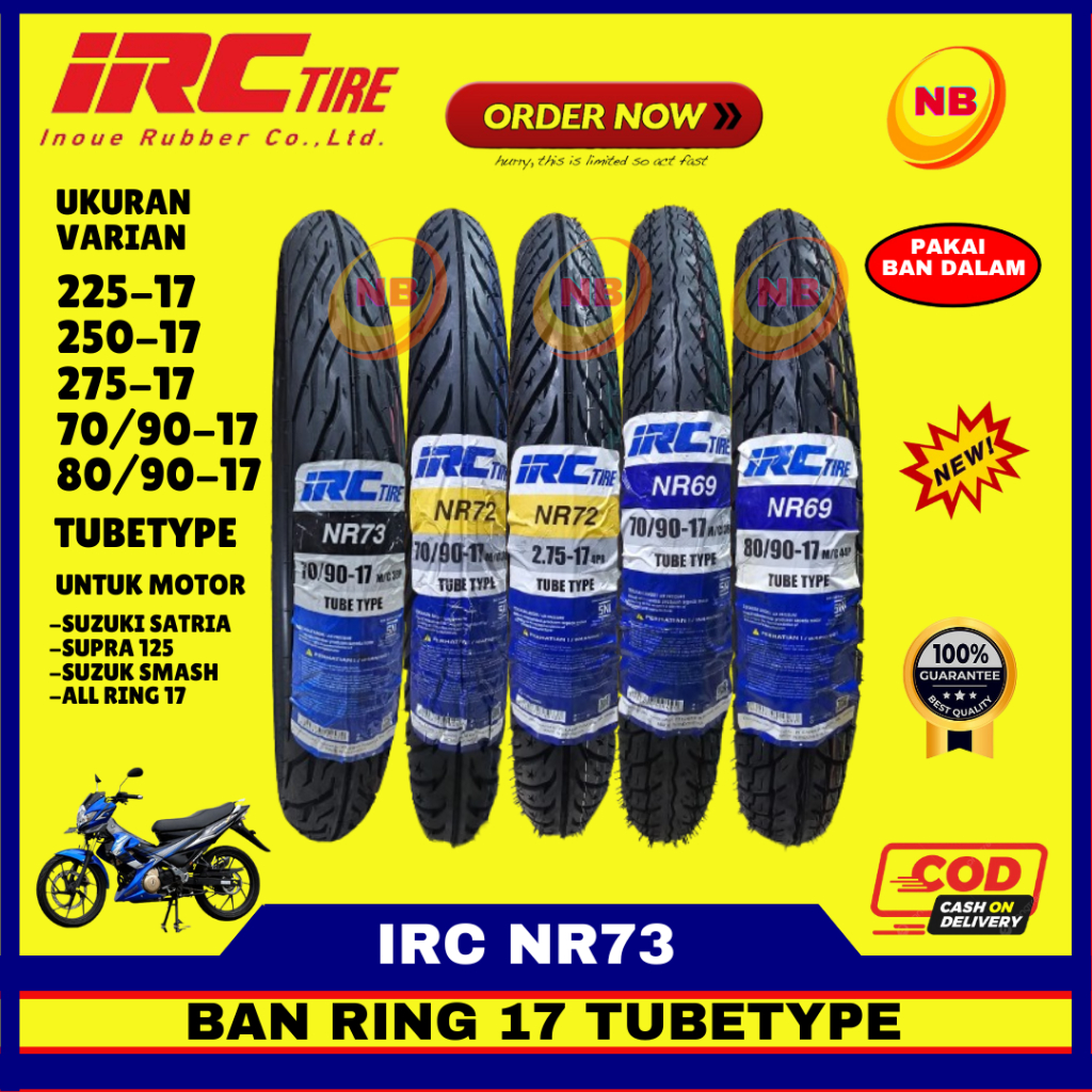 Jual Ban Motor Ring 17 IRC NR 73 Ukuran 70/90-17 80/90-17 Tube Type ...