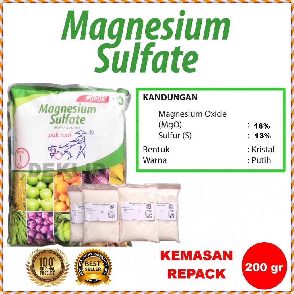 Jual Pupuk Magnesium Sulfat 200 gr Repack Pak Tani Sulfate MgSO4 Garam Inggris Untuk Tanaman ...