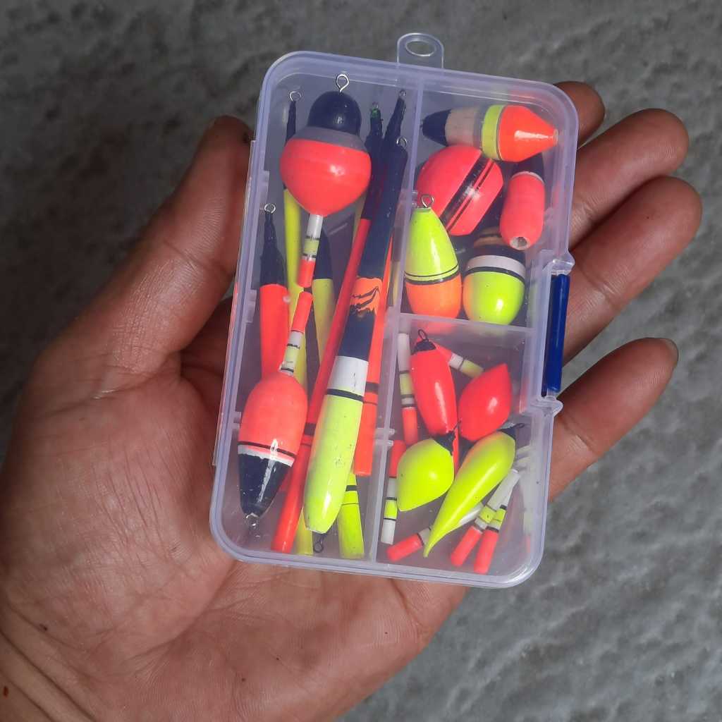 Jual 1 Box Pelampung Pancing 13pcs Model Acak Kumbul Mancing Set ...