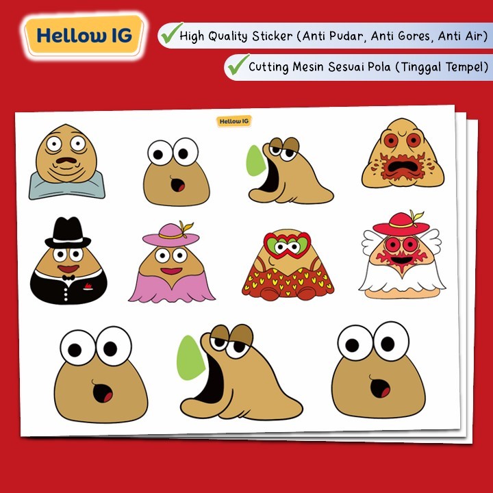 Jual STICKER PACK STIKER POU HORROR GAME CREEPY POU WATERPROOF ANTI AIR ...