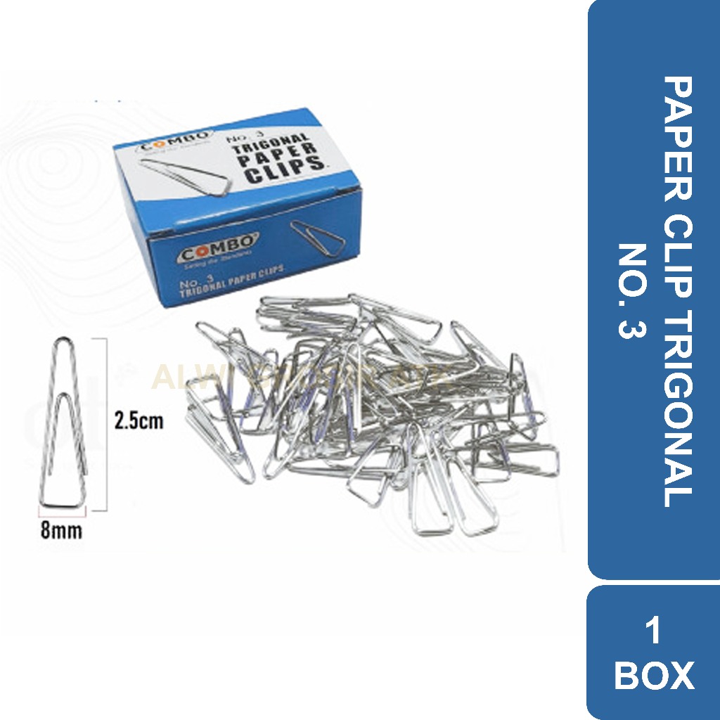 Jual PAPER CLIP TRIGONAL NO.3 COMBO/BENEFIT SILVER | 1 KOTAK | Shopee ...