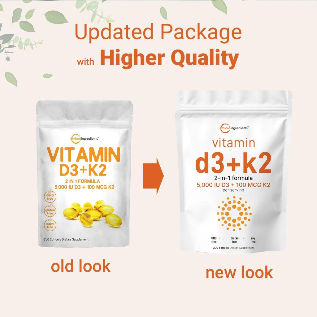 Jual PROMO Micro Ingredients Vitamin D3 K2 300 Softgels 5000IU Original | Shopee Indonesia