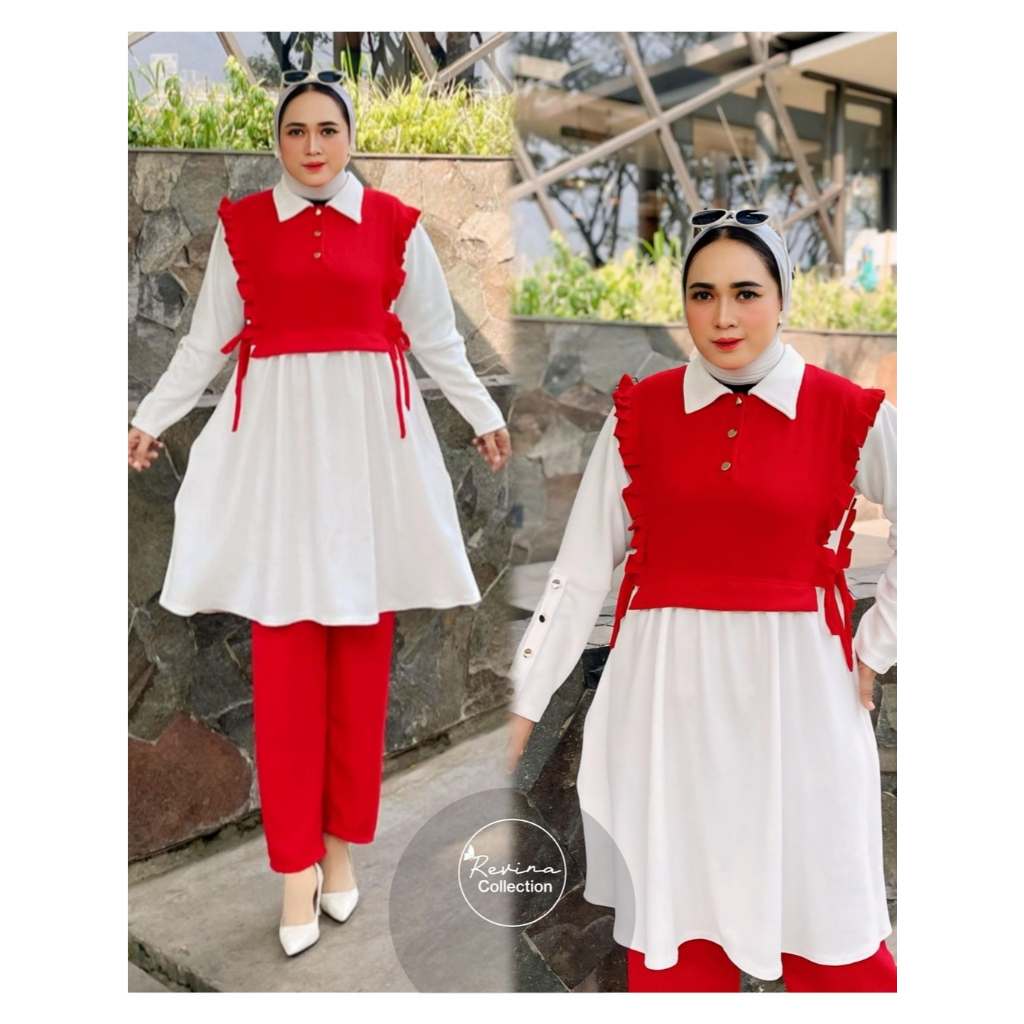 Jual Setelan Wanita Tunik Merah Putih Kemerdekaan Merah Putih Inara ...