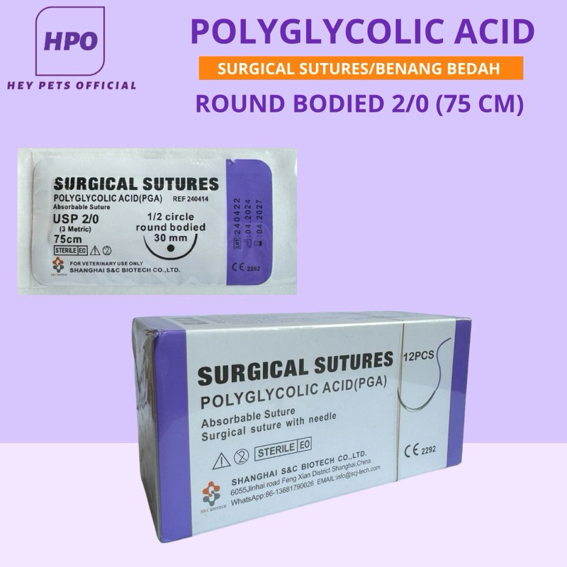 Jual Surgical suture PGA / benang jahit operasi Polyglycolic Acid ...