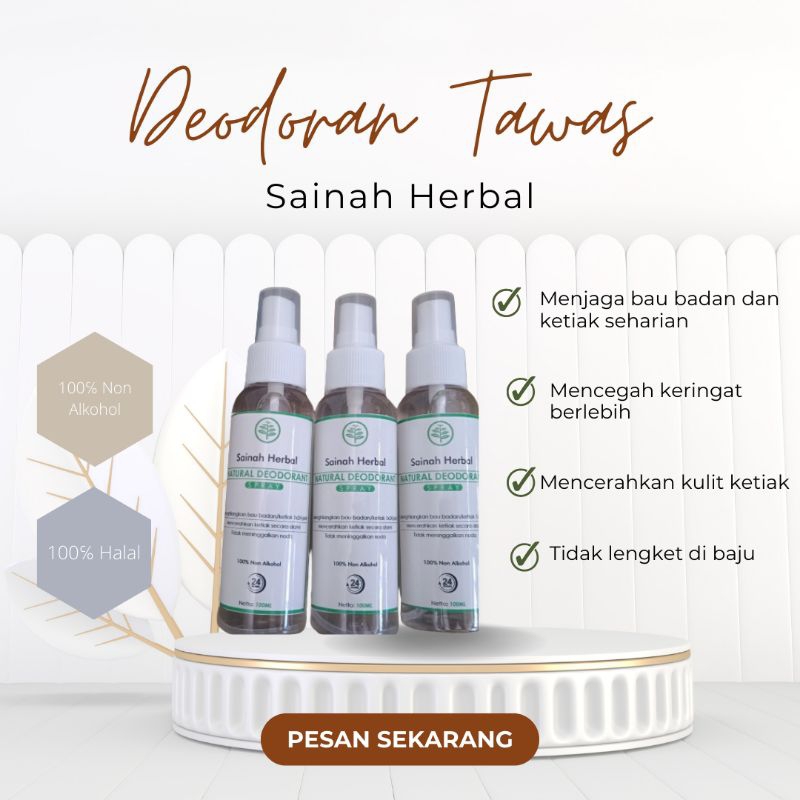 Jual Deodorant Tawas spray Sainah Herbal Halal Non Alkohol 100 ml 30 ml ...