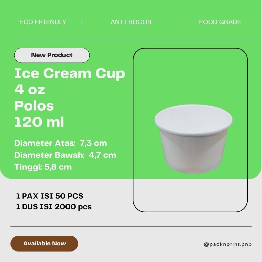 Jual Ice Cream Cup 4 oz 120 ml Polos isi 50 pcs | Shopee Indonesia
