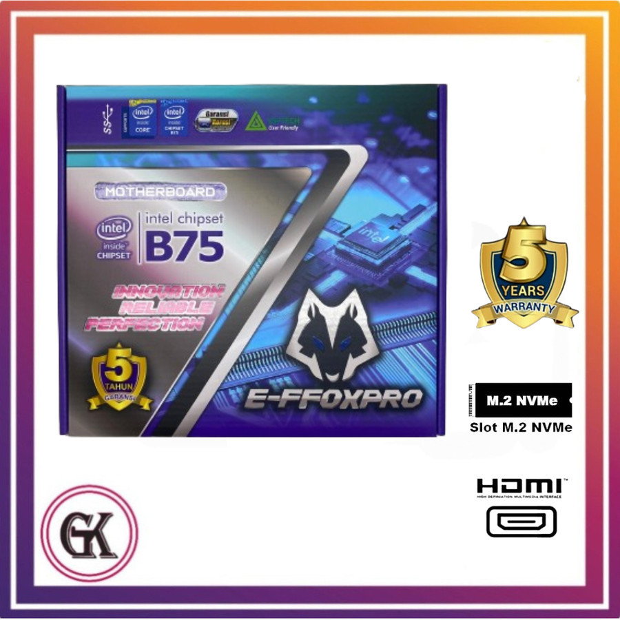 Jual MOTHERBOARD EFFOXPRO B75 ( LGA1155 / B75 / DDR3 / M2 NVME ) B75M ...