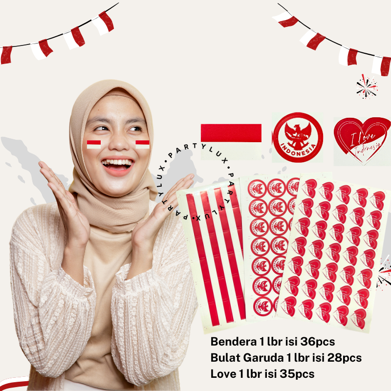 Jual Stiker Pipi Merah Putih Bendera / Sticker Tempelan Pipi 17 Agustus ...