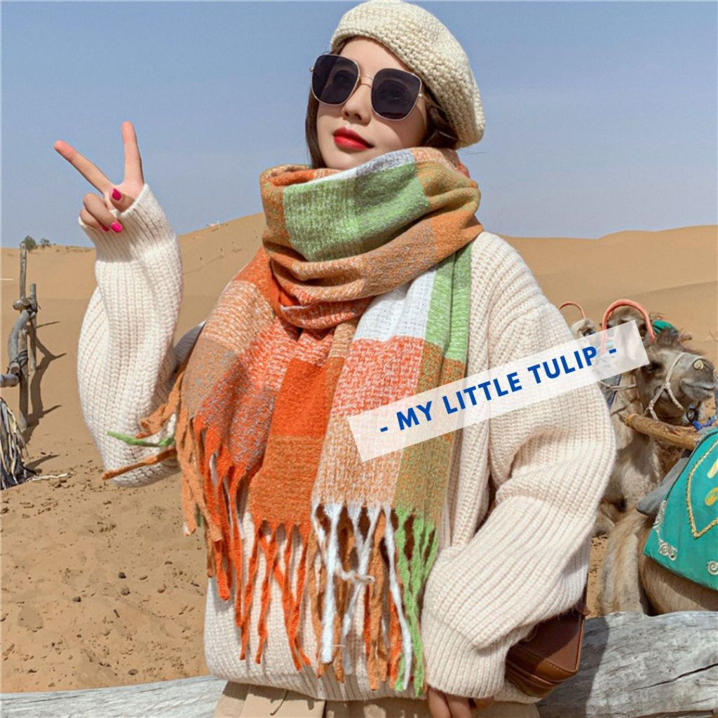 Jual Syal Winter Lebar Halus Lembut / Syal Selimut / Syal Merah Biru ...