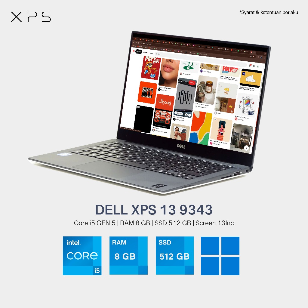 Jual LAPTOP DELL XPS 13 9343 Core i5 Gen 5 RAM 8 GB SSD 512 GB LAYAR 13 ...