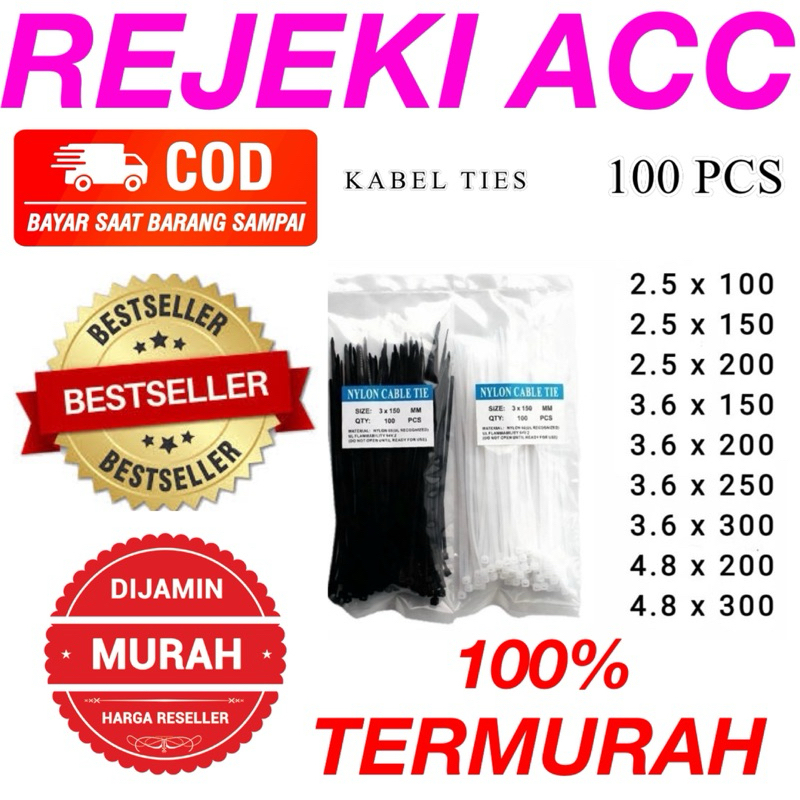 Jual Kabel Ties / Kabel Tie / Cable Tis / Kabel Tis / Nylon Cable Tie ( 2,5mm - 3,6mm - 4,8mm) x ...