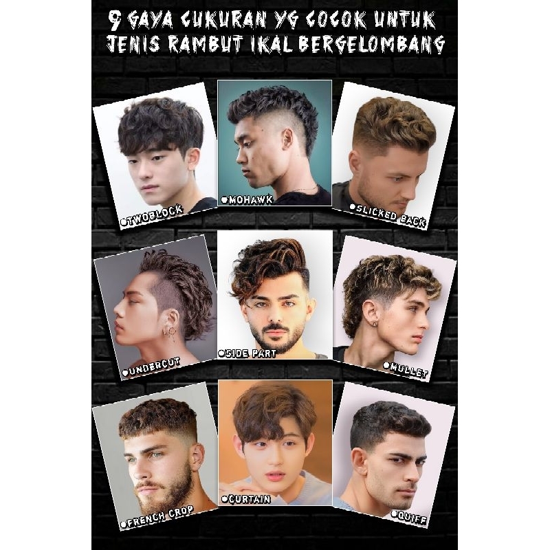 Jual COD!! POSTER MODEL POTONGAN RAMBUT PRIA UNTUK PERLENGKAPAN PANGKAS ...