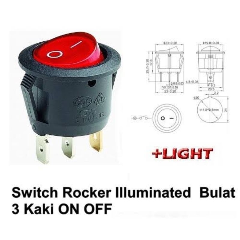 Jual SAKLAR BULAT 3 PIN ROCKER SWITCH DENGAN LAMPU LED | Shopee Indonesia