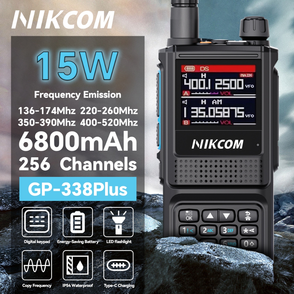 Jual HT NIKCOM GP338 Plus Two Way Radio Walkie Talkie HT Mini Jarak Jauh 20KM Type C Charger K ...