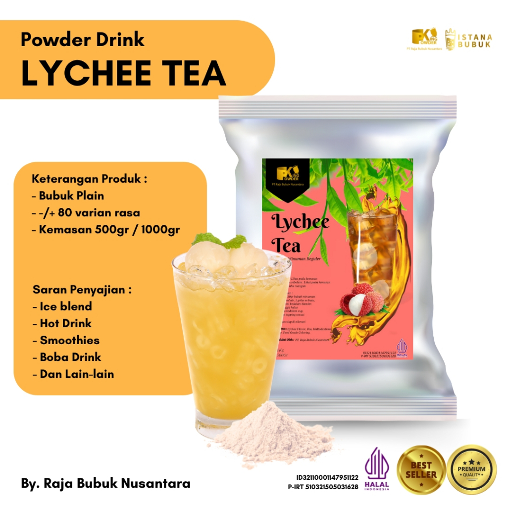 Jual Bubuk Minuman Leci Tea Bubuk minuman rasa teh Leci Powder Drink ...