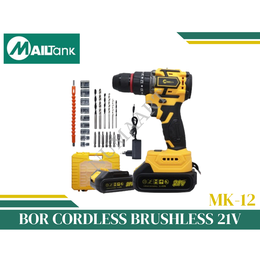 Jual MAILTANK MK12 / MESIN BOR PREMIUM CORDLESS BRUSHLESS 10MM 2 ...