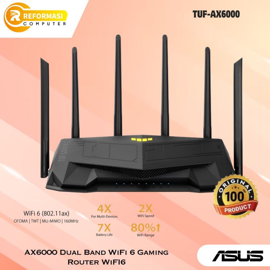 Jual ASUS ROUTER TUF-AX6000 TUF Gaming AX6000 Dual Band WiFi 6 Gaming ...